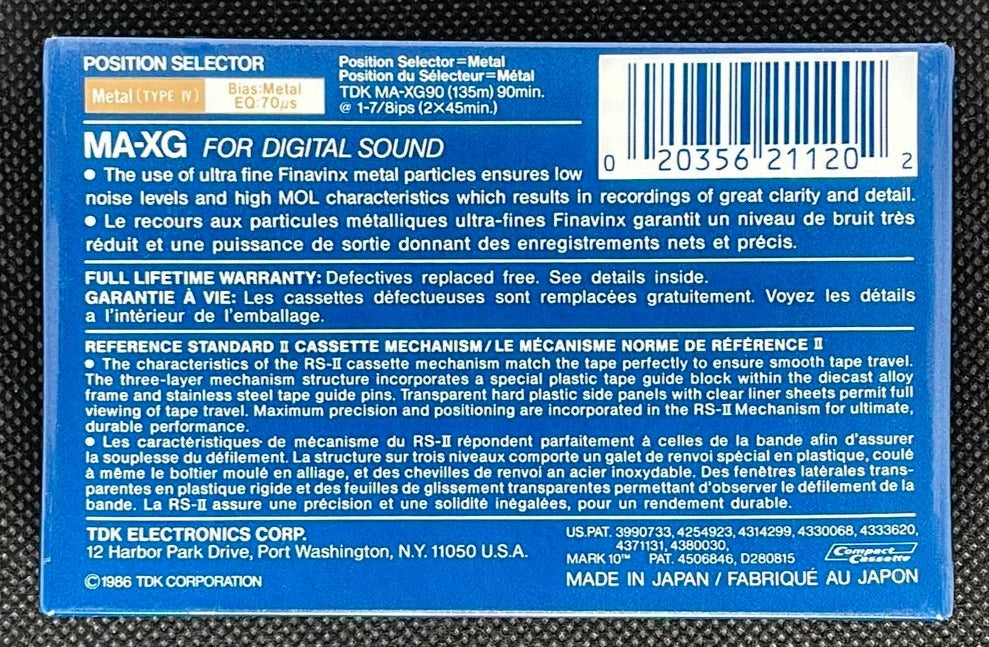 TDK MA-XG - 1986 - Blank Cassette Tape - New Sealed