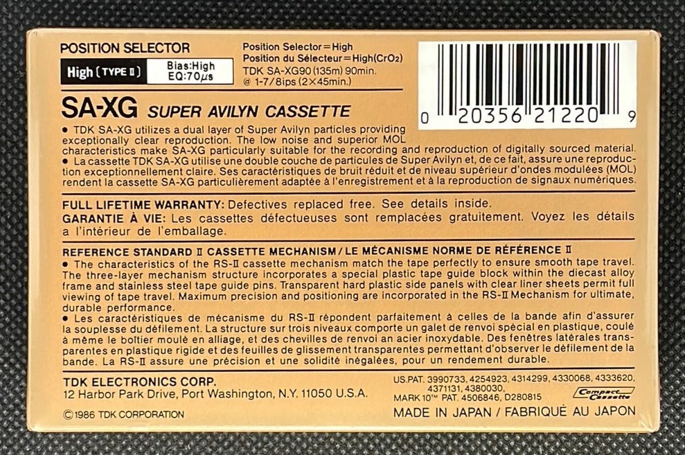 TDK SA-XG - 1986 - US - Blank Cassette Tape - New Sealed