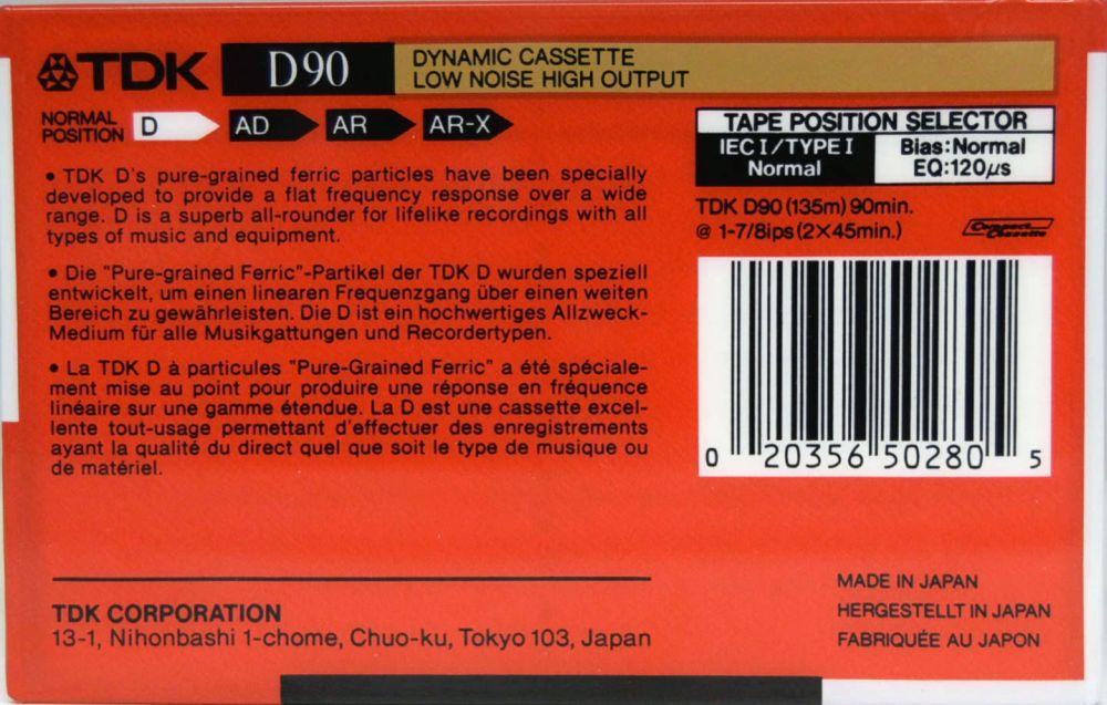 TDK D - 1988 - US - Blank Cassette Tape - New & Sealed